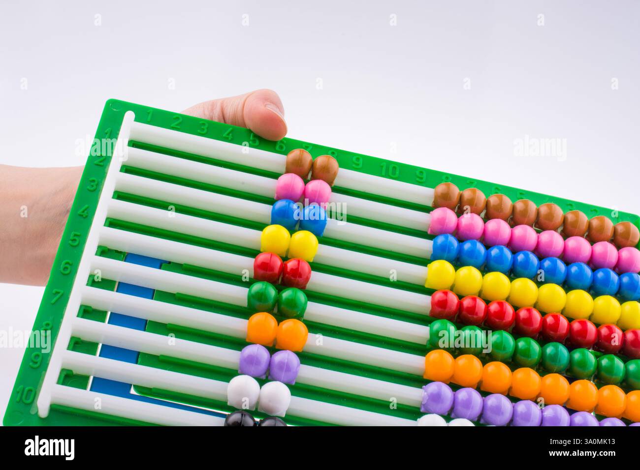 Hand using a color abacus Stock Photo - Alamy