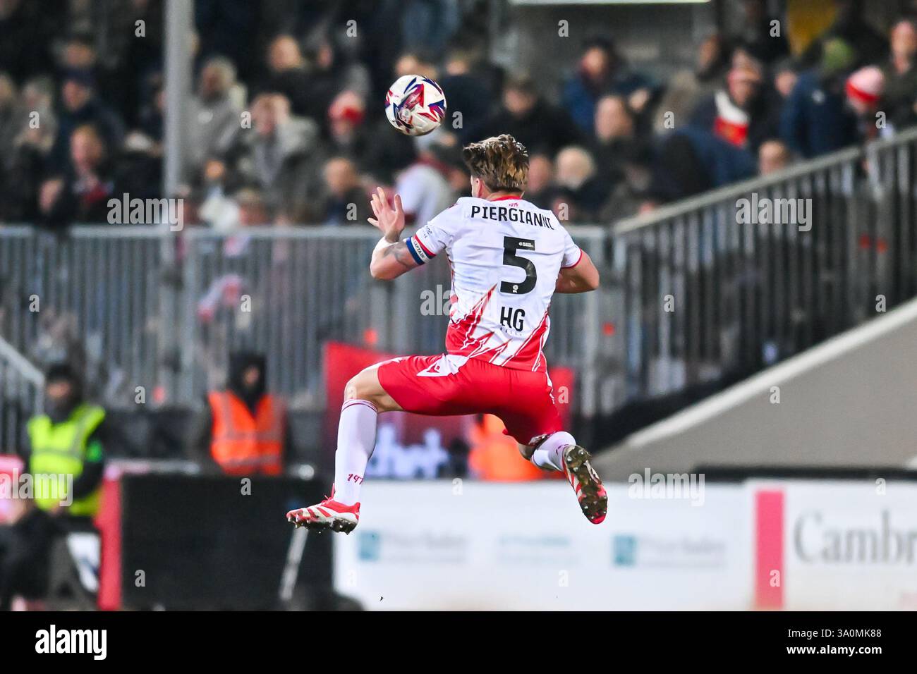 Carl Piergianni (5 Stevenage) heads the ball during the Sky Bet League ...