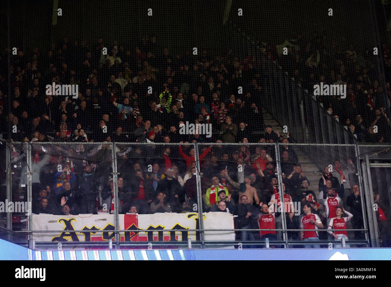 Arsenal fans in the stands during the UEFA Champions League Round of 16 ...