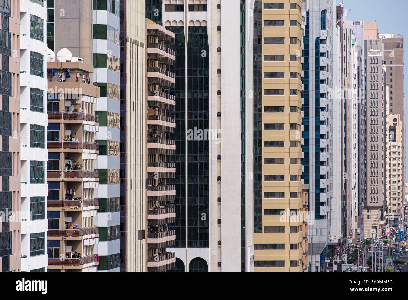 Abstract patterns of glass windows and sleek facades on Abu Dhabi’s ...