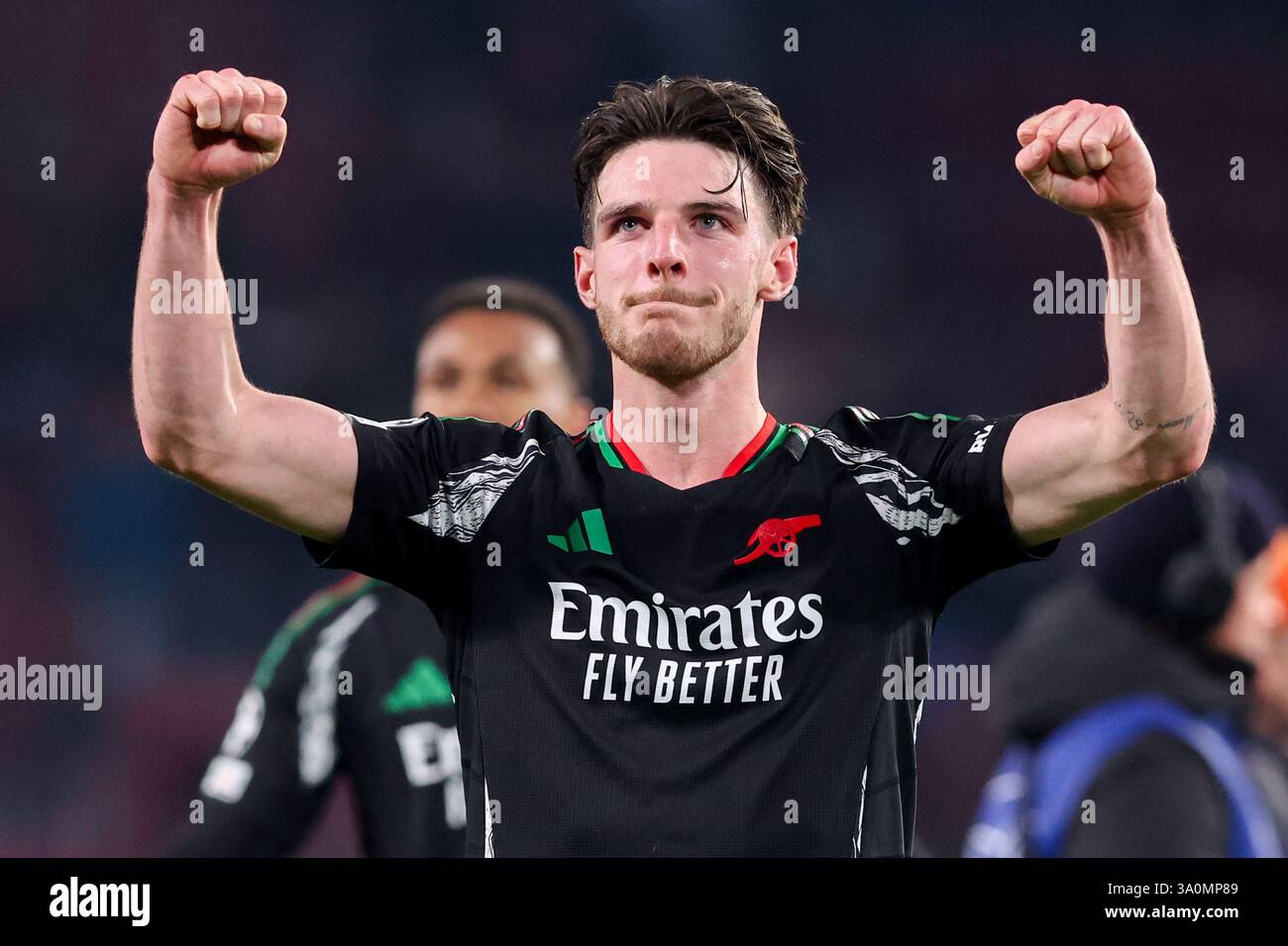 EINDHOVEN, NETHERLANDS - MARCH 4: Declan Rice of Arsenal FC celebrates ...