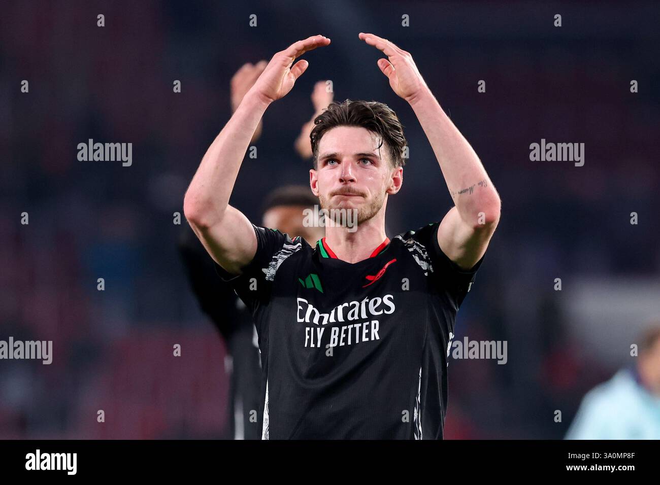 EINDHOVEN, NETHERLANDS - MARCH 4: Declan Rice of Arsenal FC celebrates ...