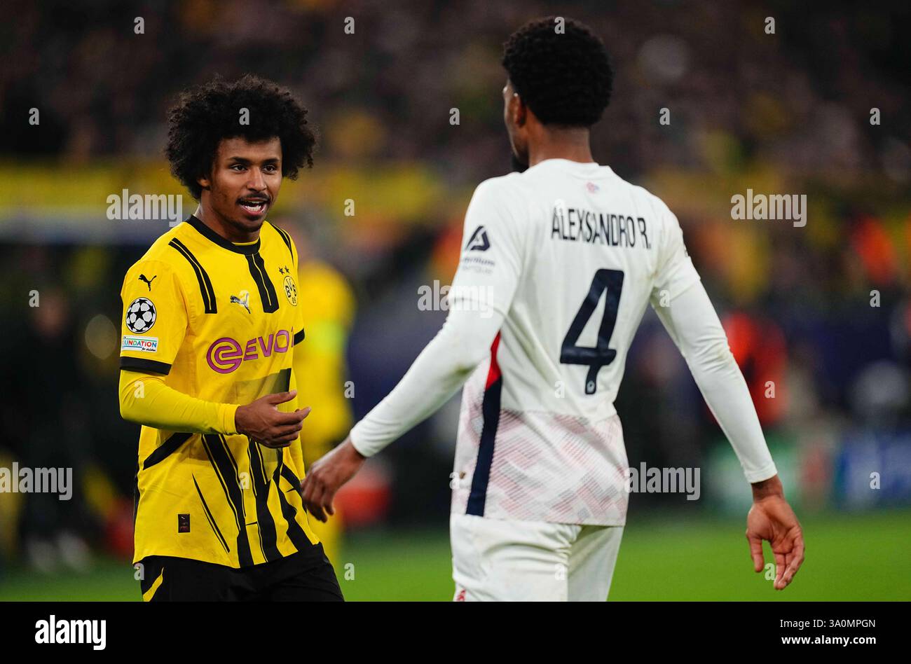 March 04 2025: Karim Adeyemi of Borussia Dortmund looks on during a ...
