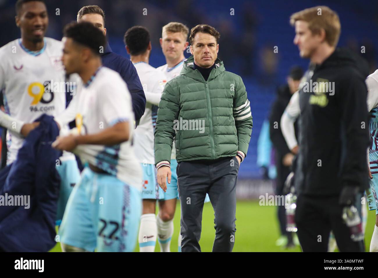 Cardiff, UK. 04th Mar, 2025. Burnley Head Coach Scott Parker at the ...