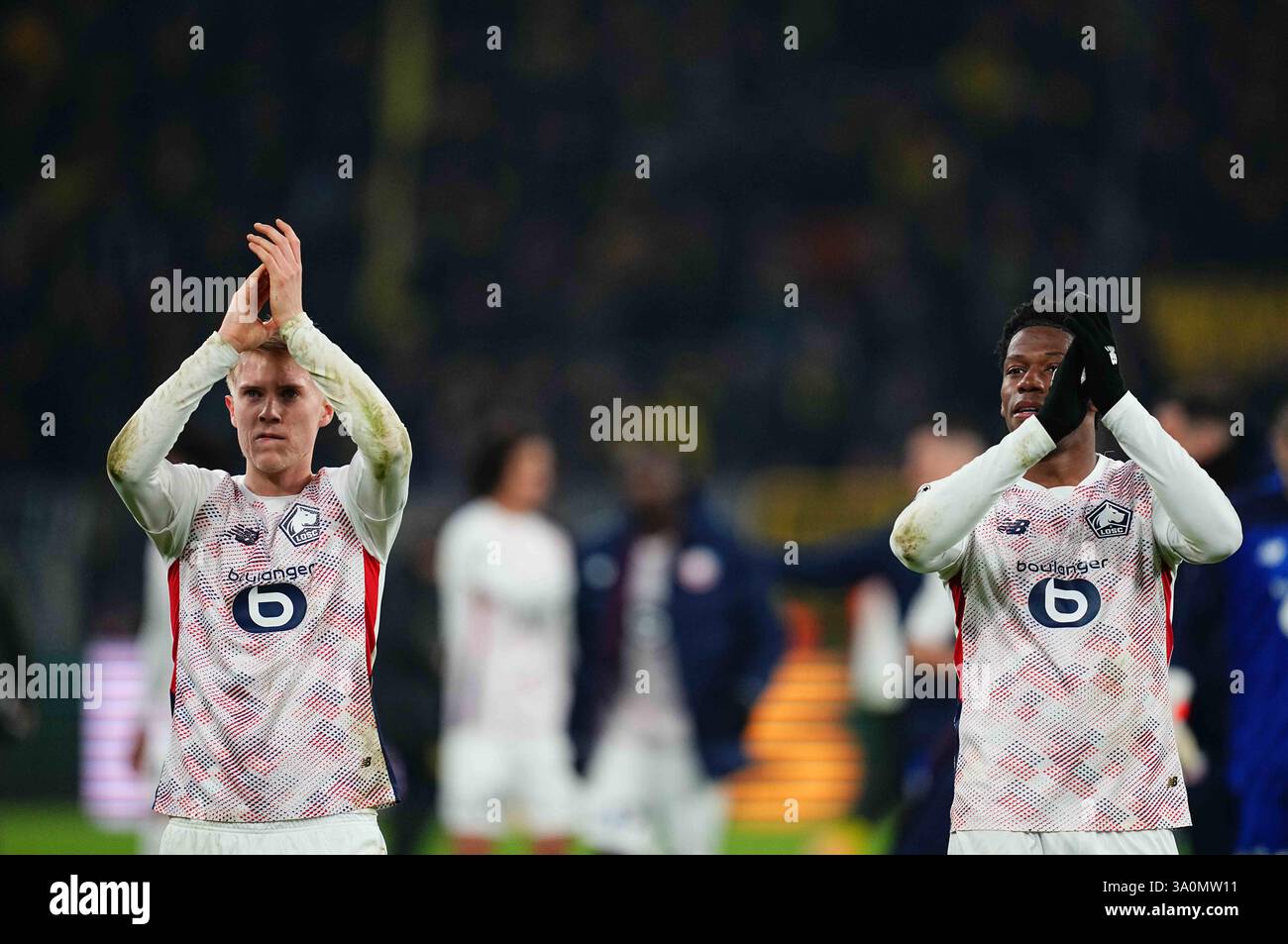 March 04 2025: Jonathan David of LOSC Lille and HÃkon Arnar Haraldsson ...