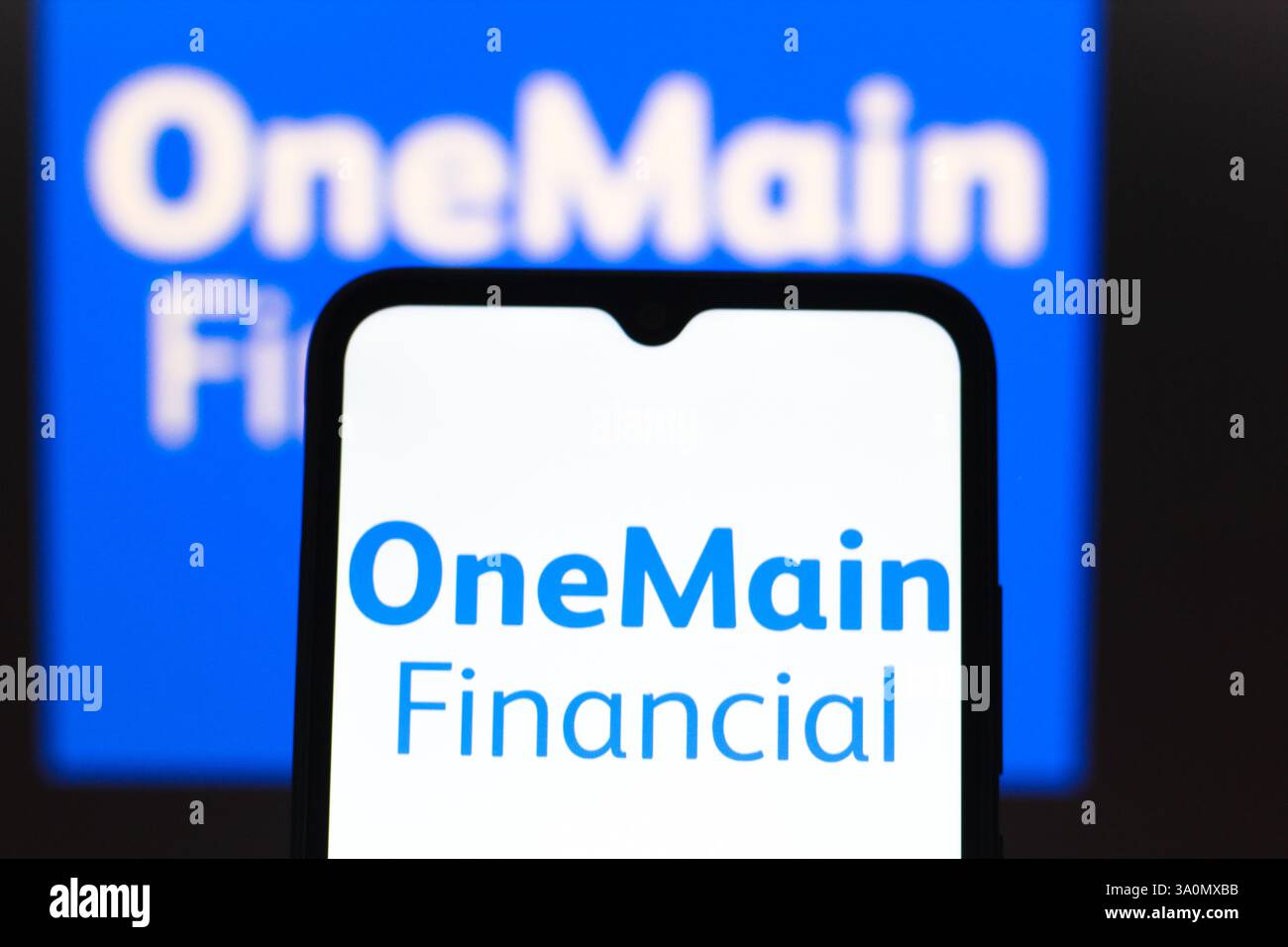 In this photo illustration, the OneMain Financial logo is seen ...