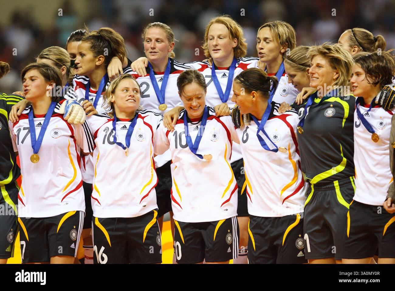German team players celebrate with their medals after defeating Brazil ...