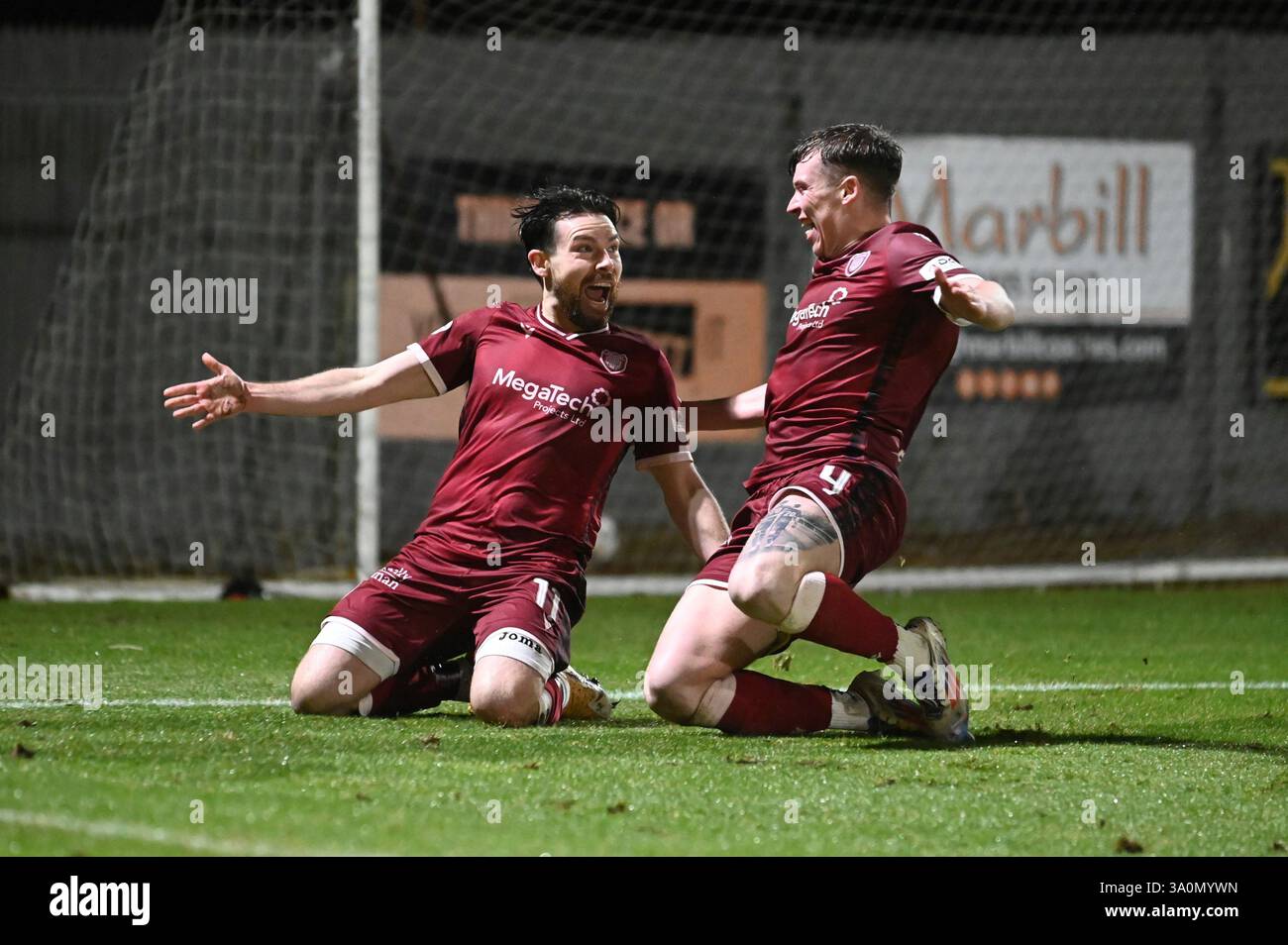 Ryan Dow celebrates his winner for Arbroath with teammate Jack Wilkie ...