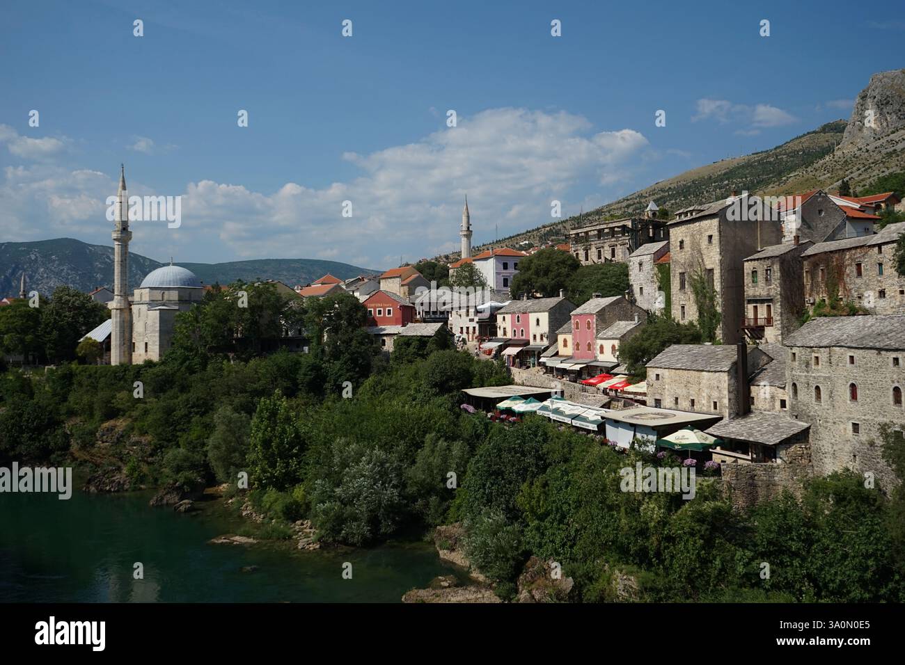 A view of the city from the rebuilt 16th-century Ottoman bridge in ...