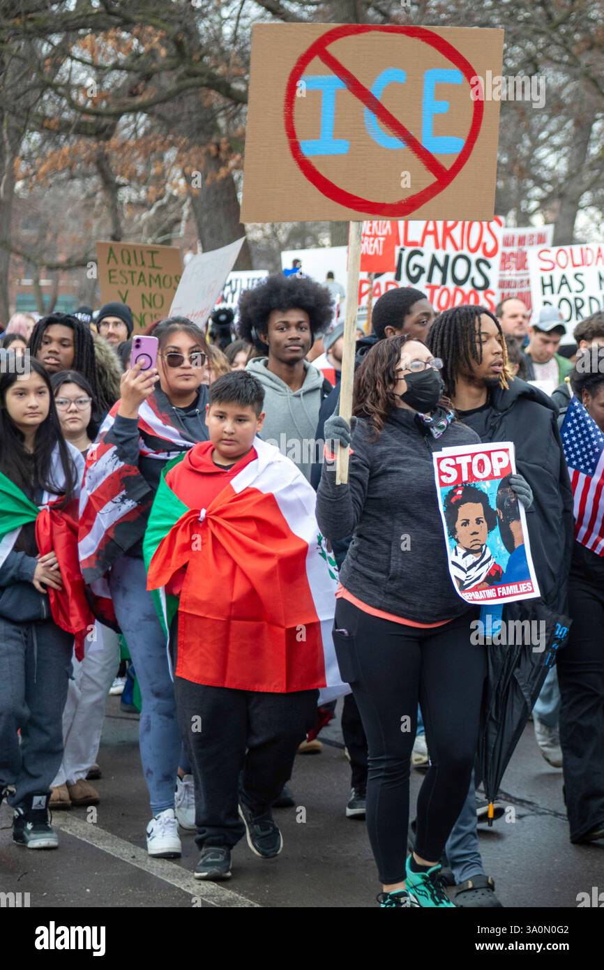 Detroit, Michigan, USA. 4th Mar, 2025. A rally in the Mexican-American community in southwest ...