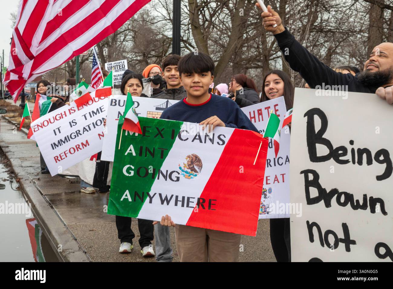 Detroit, Michigan, USA. 4th Mar, 2025. A rally in the Mexican-American ...