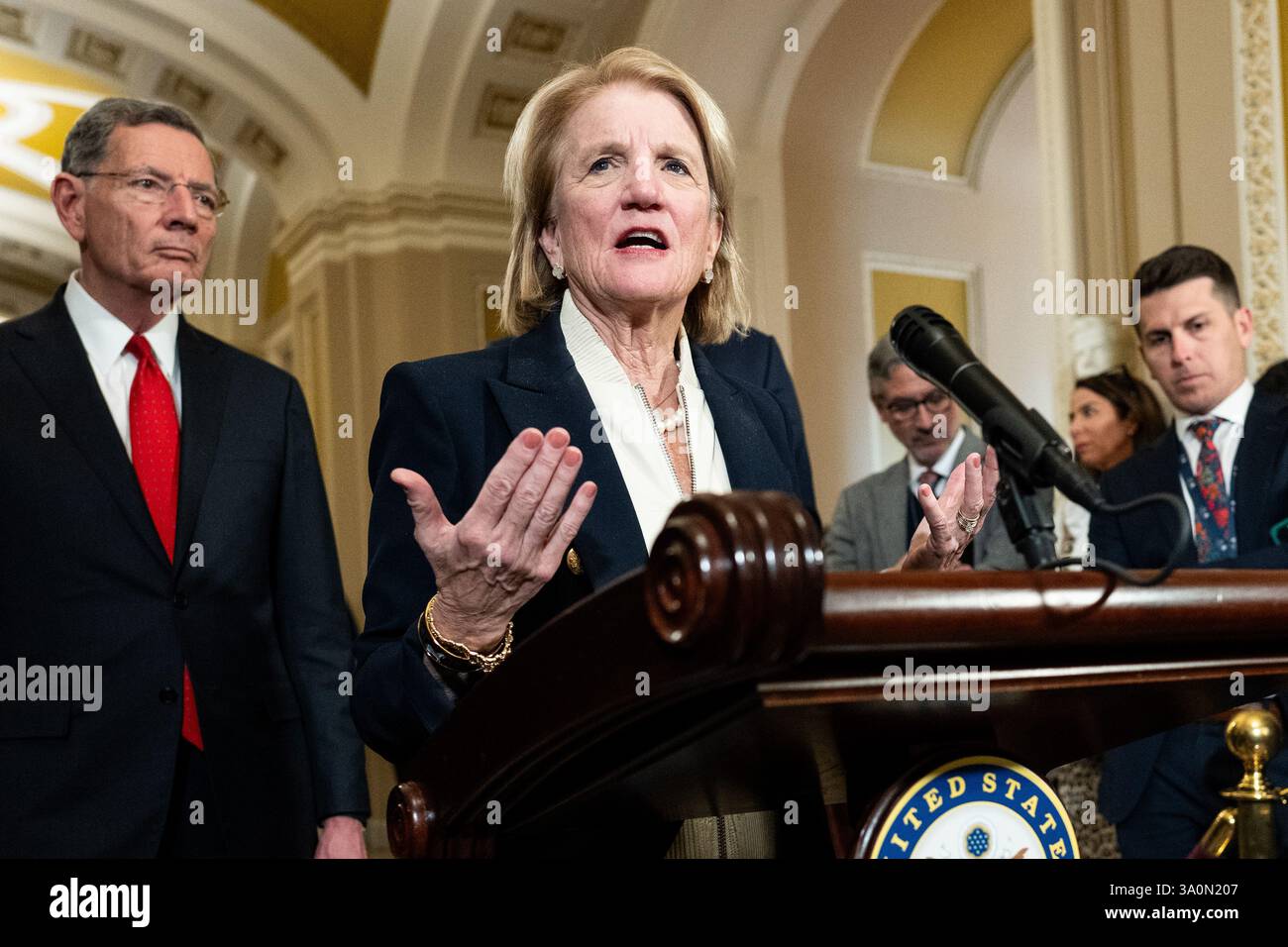 U.S. Senator Shelley Moore Capito (R-WV) speaking at a press conference ...