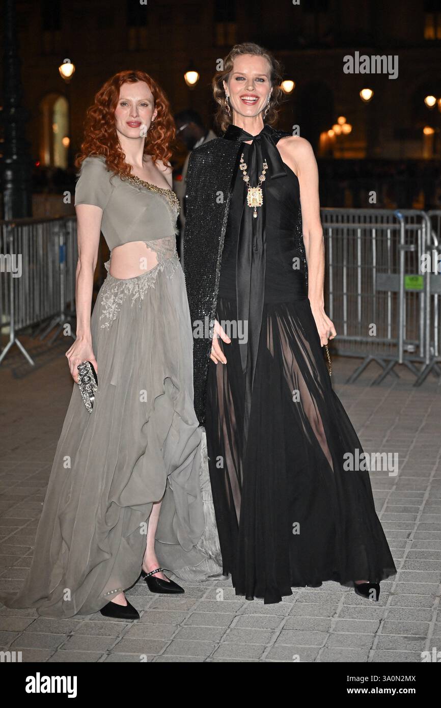 Karen Elson, Eva Herzigova arriving at Grand Diner Du Louvre during ...