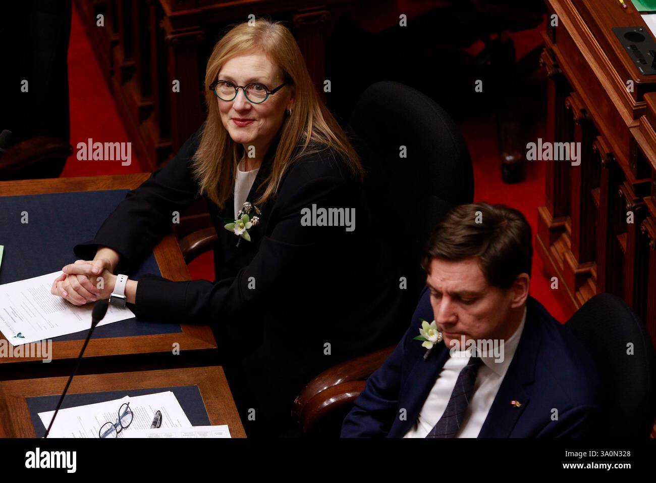 Victoria, Can. 18th Feb, 2025. Finance Minister Brenda Bailey and ...