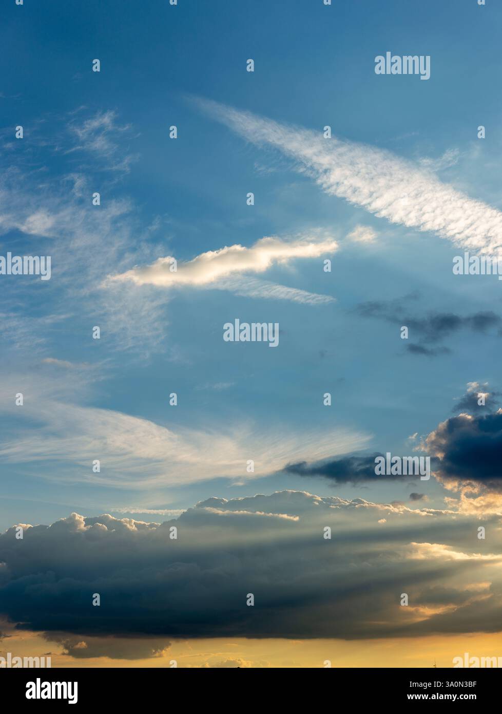 Sun shining behind a cloud causing spectacular Jakobs ladder rays to ...