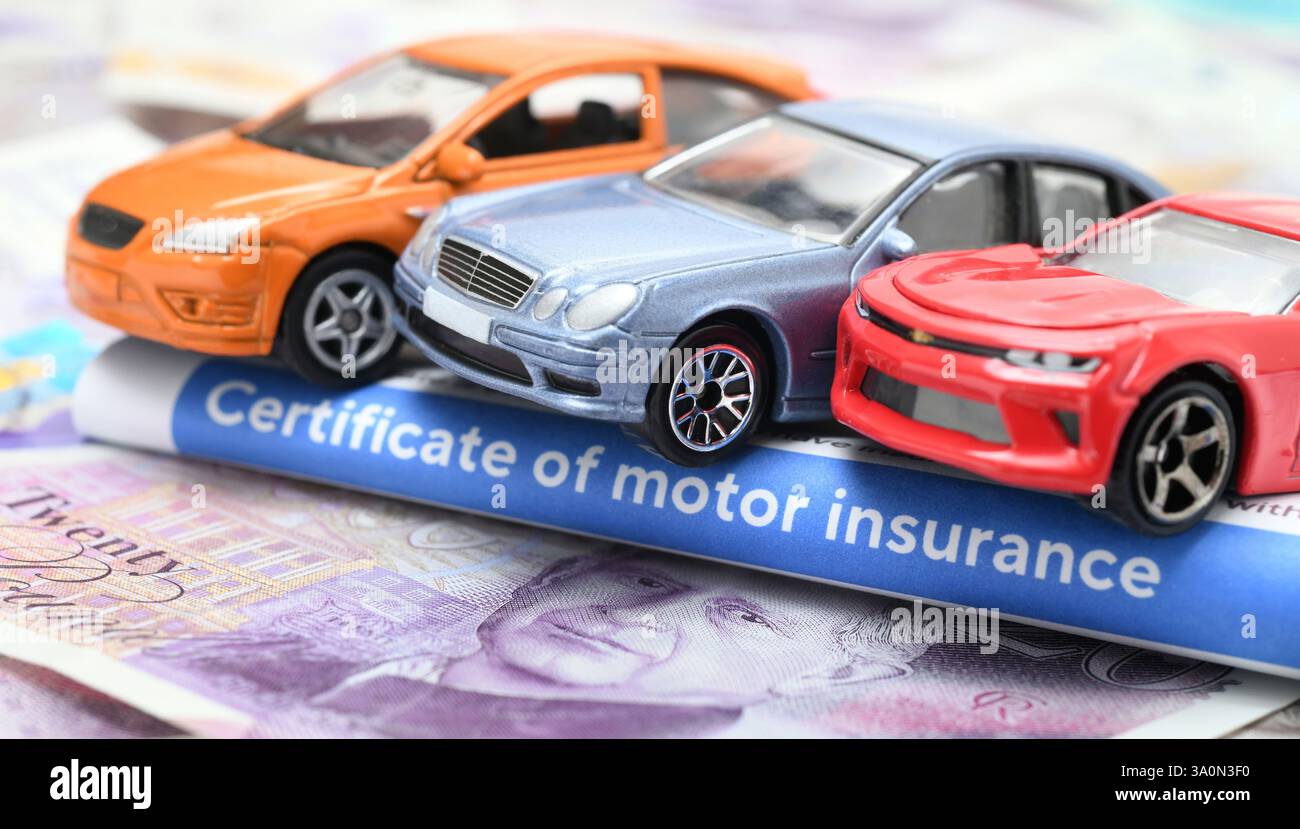 MODEL CARS WITH CERTIFICATE OF MOTOR INSURANCE AND BANKNOTES RE ...