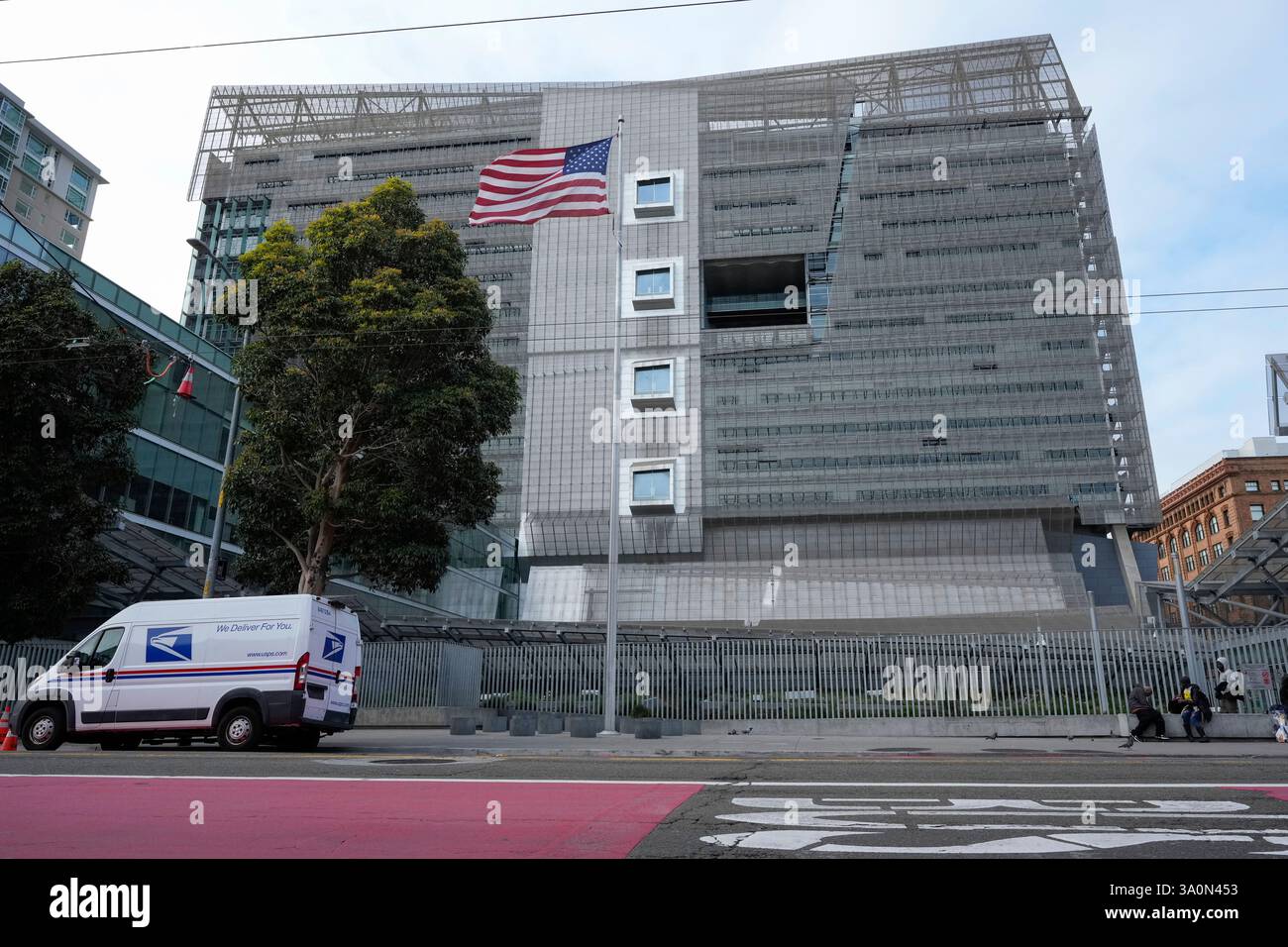 The Speaker Nancy Pelosi Federal Building is seen in San Francisco, Tuesday, March 4, 2025. (AP ...