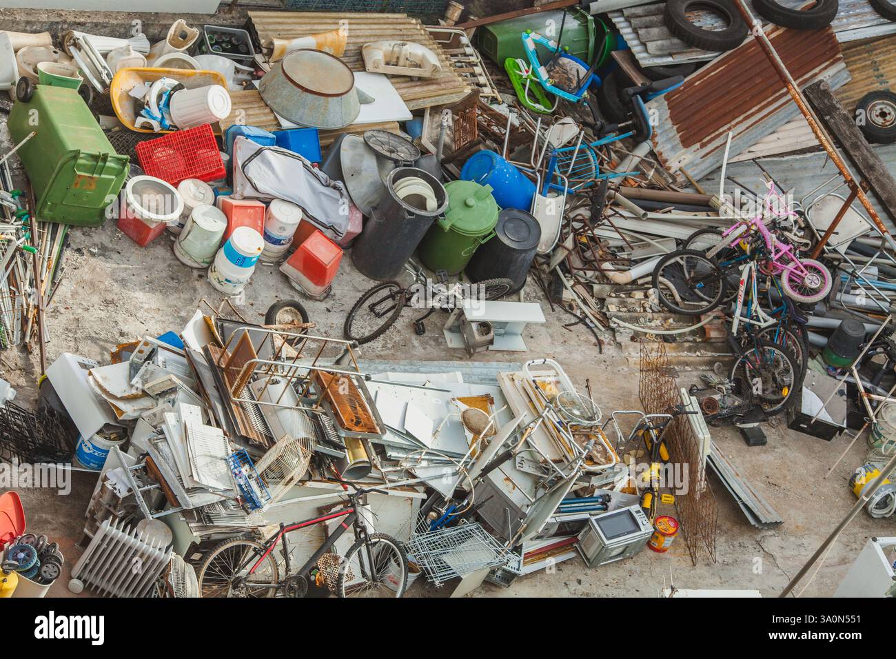 view of the junk warehouse on one of the roofs of Lisbon Stock Photo ...