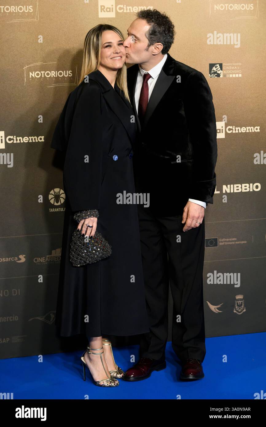 Francesca Barra and Claudio Santamaria attend the "Il Nibbio" Photocall at March in Rome (Italy ...