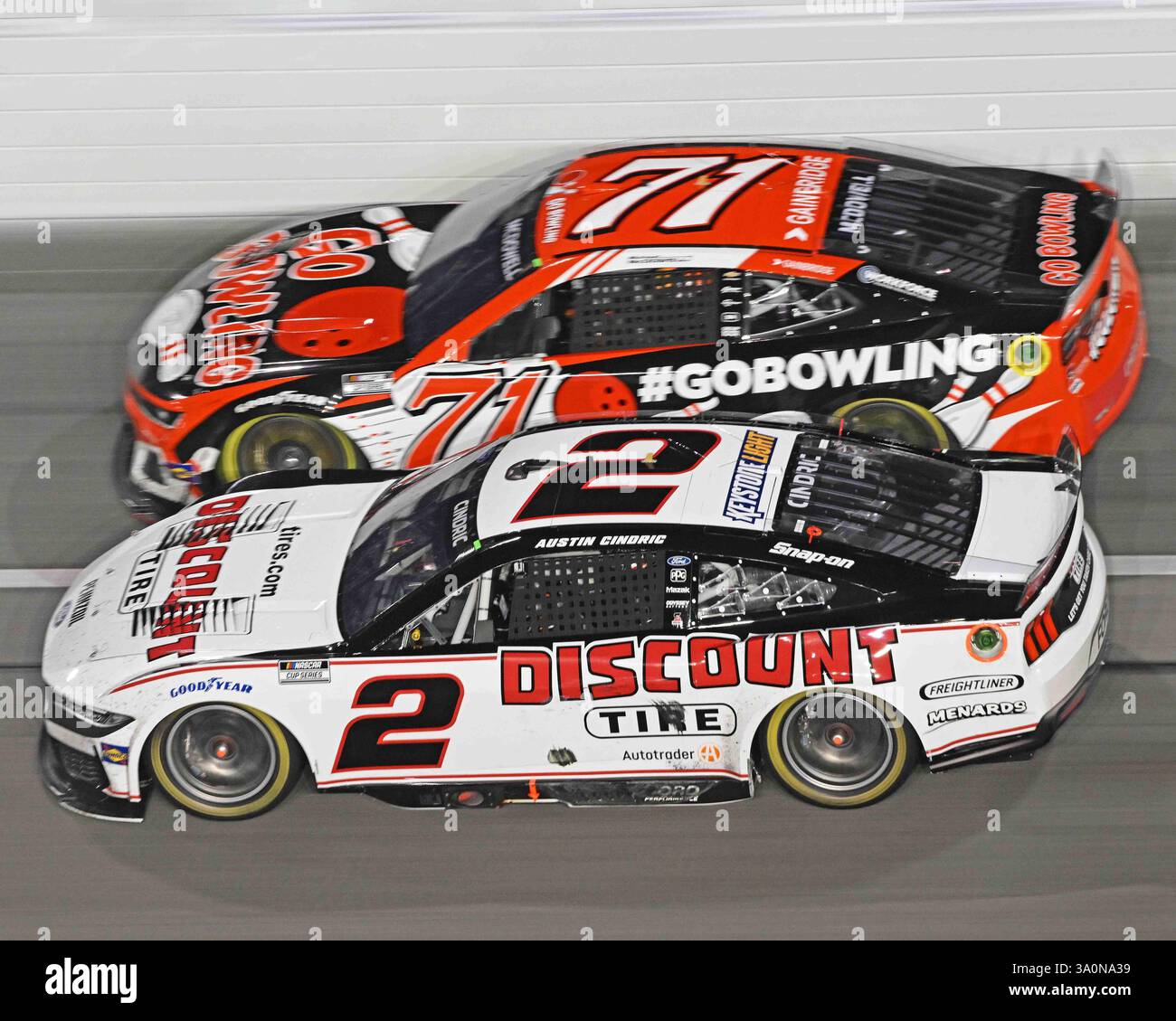 Austin Cindric races Michael McDowell inthe NASCAR Daytona 500 auto ...