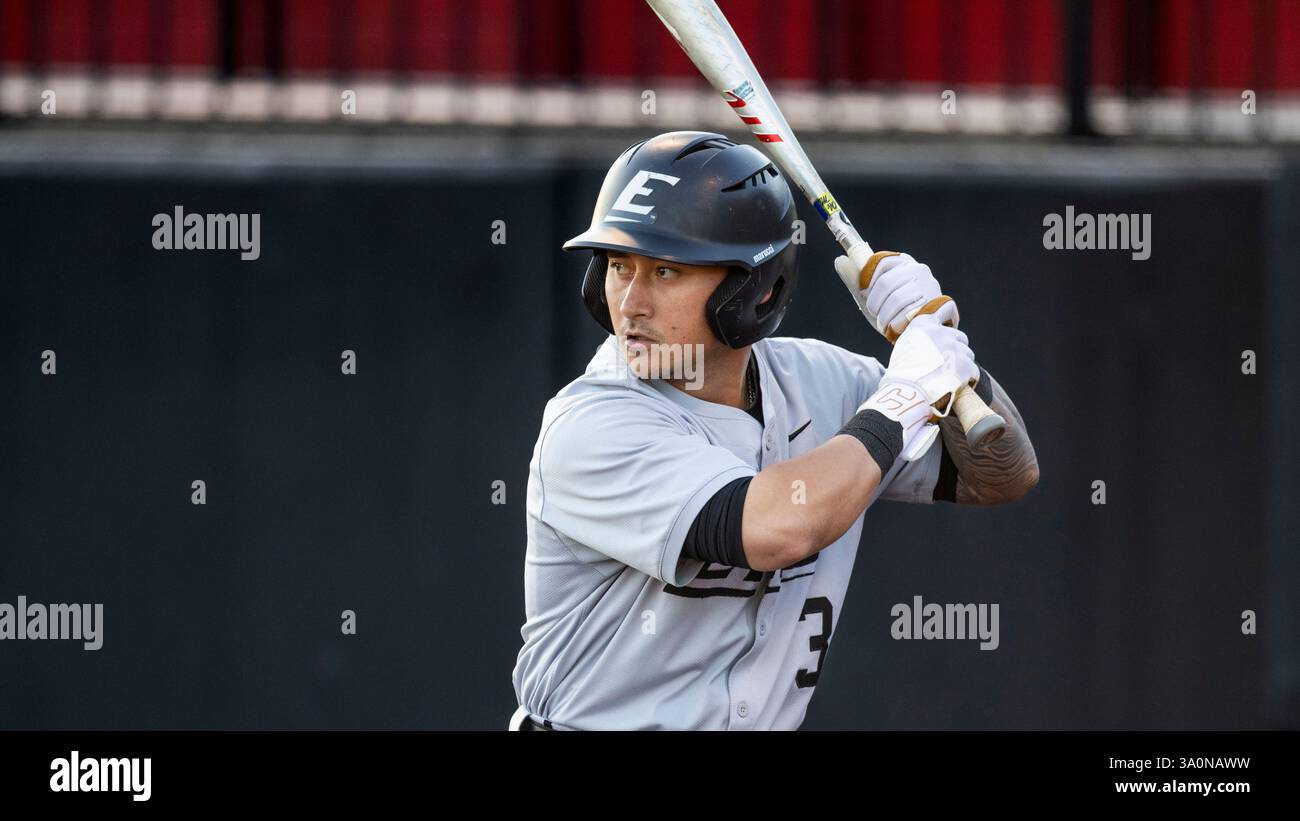 EKU pinch hitter Kobe Benson (3) waits for a pitch during an NCAA ...