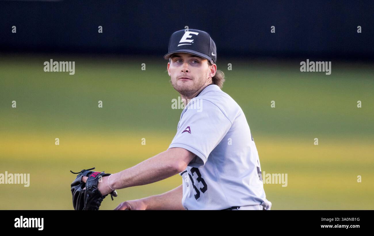 EKU pitcher Cade Schneider (33) delivers a pitch during an NCAA ...