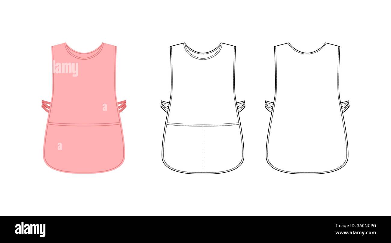 Set of Aprons Cobbler Slipover Smock technical fashion illustration ...