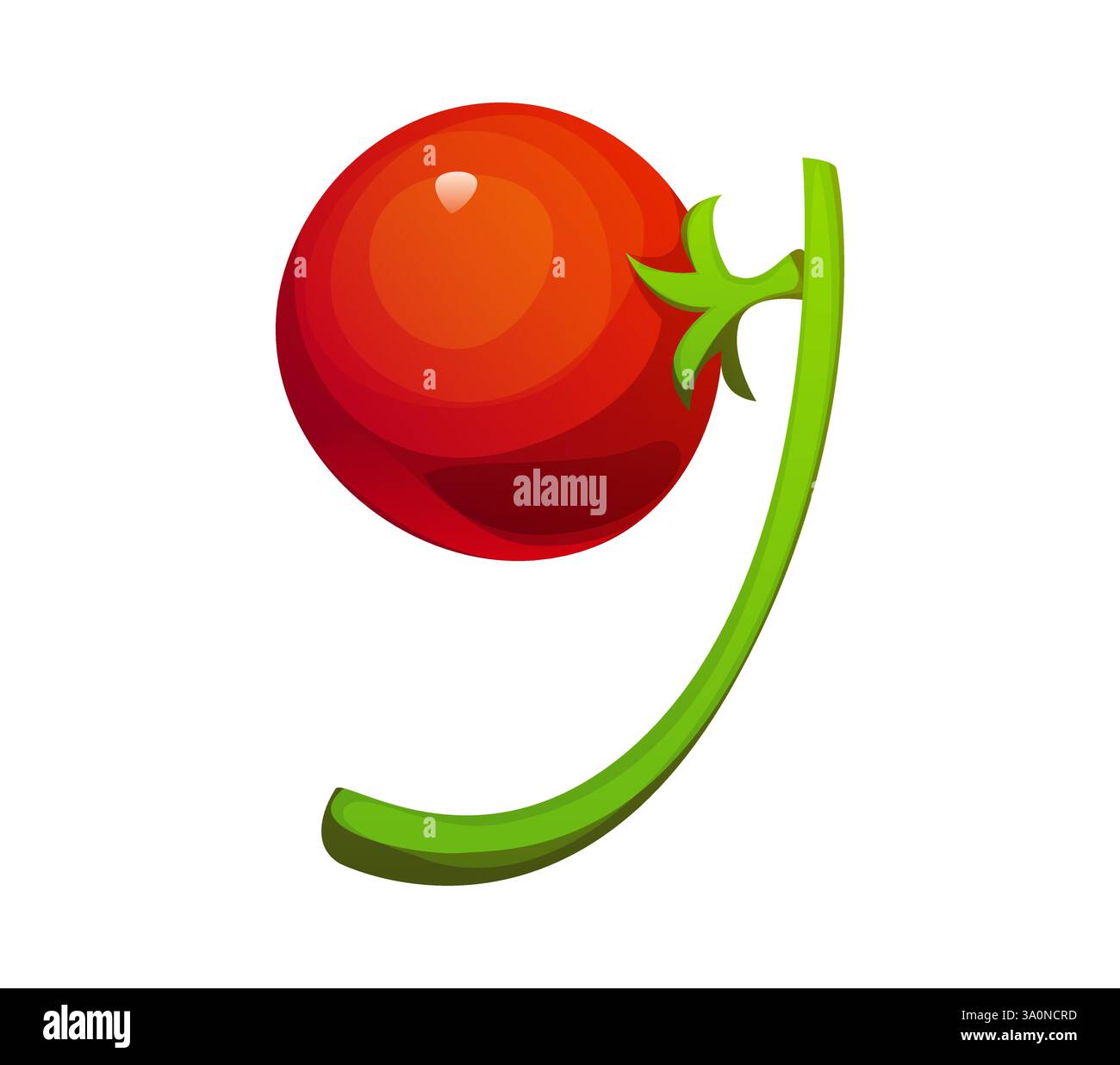 Cartoon Mexican font tomato number 9 nine. Mexico typeface math figure ...