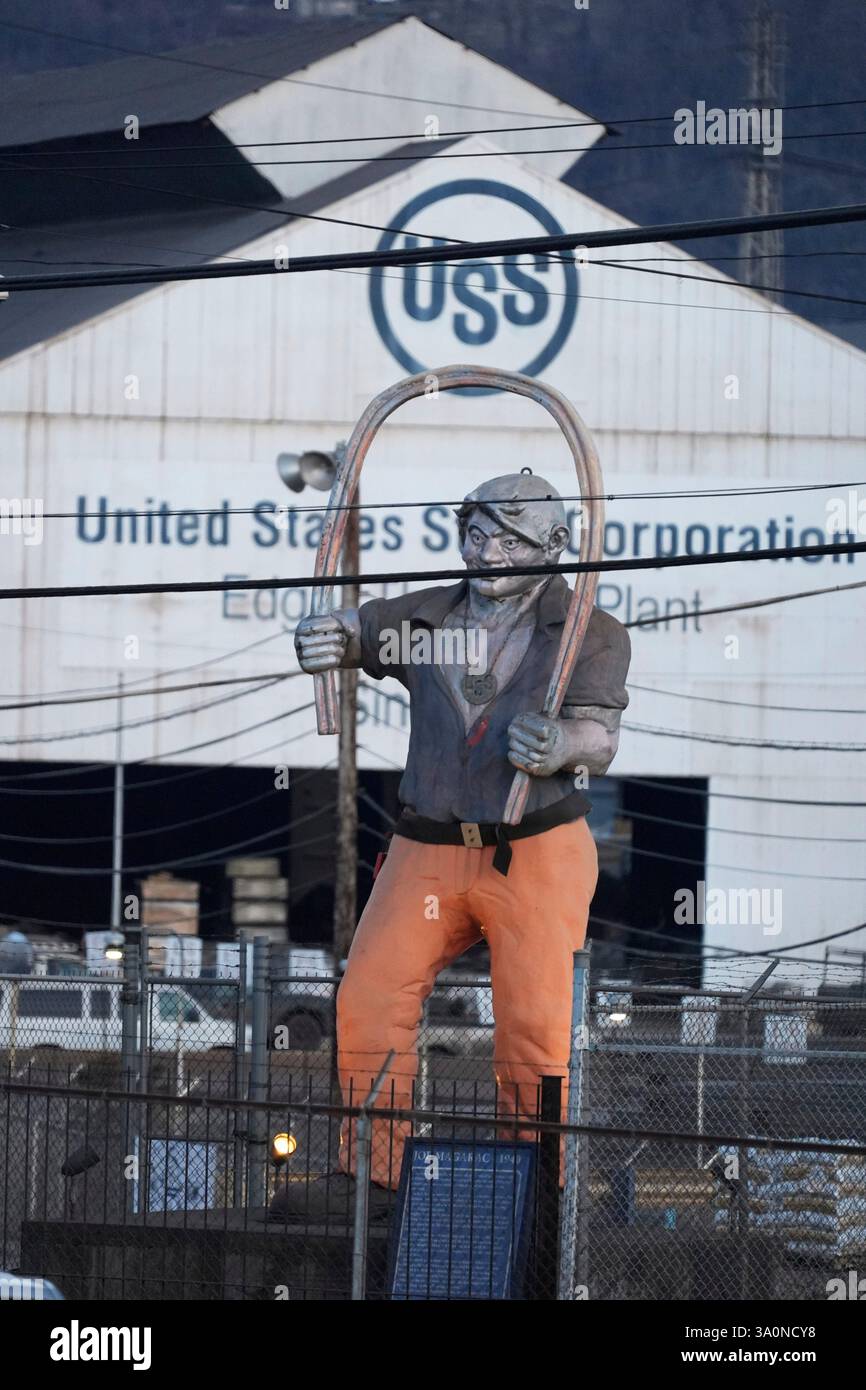 This is a statue of fictional steelworker Joe Mataram outside the ...