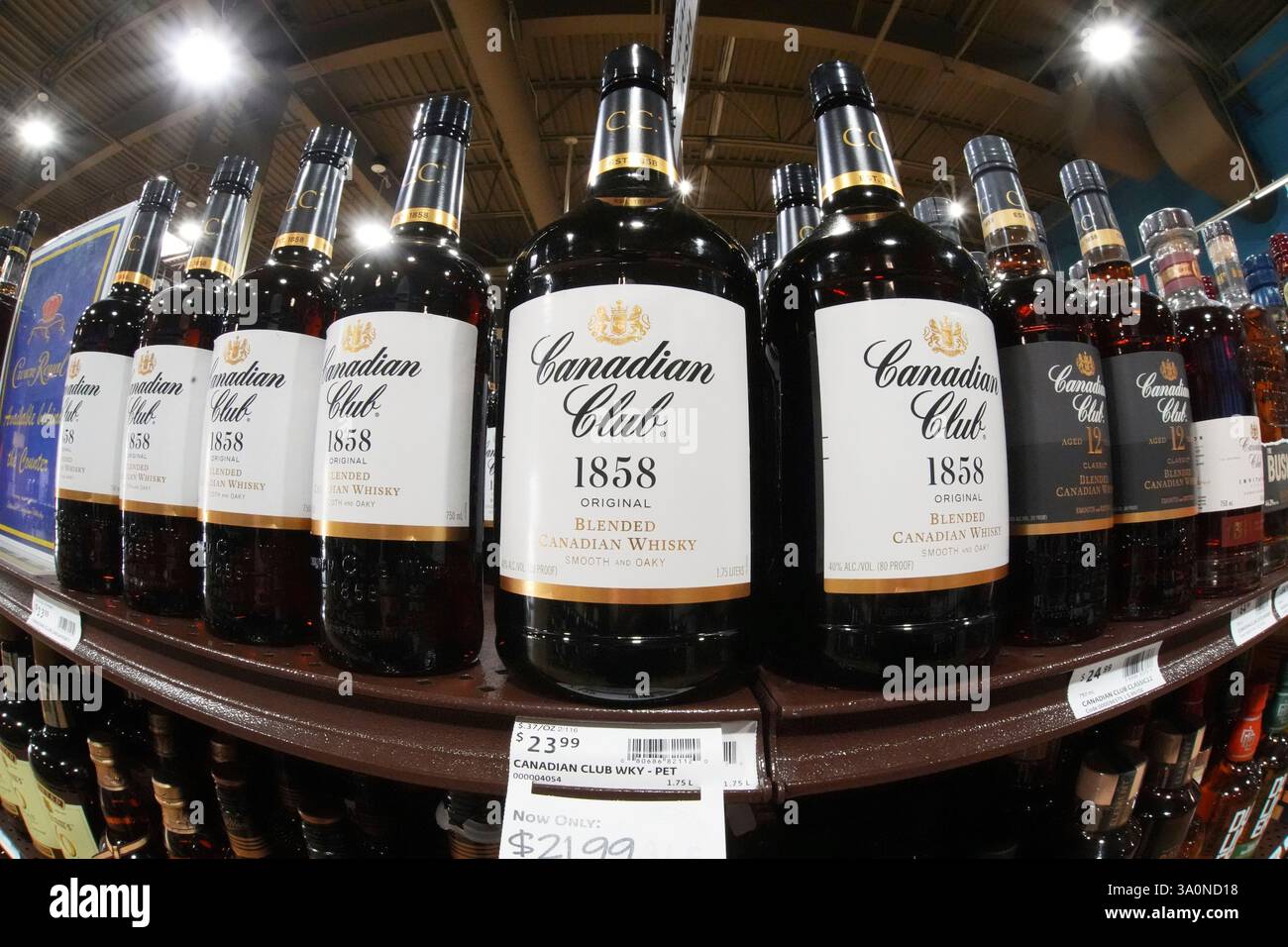 This is a display of Canadian Bourbon in a Pennsylvania State store in ...
