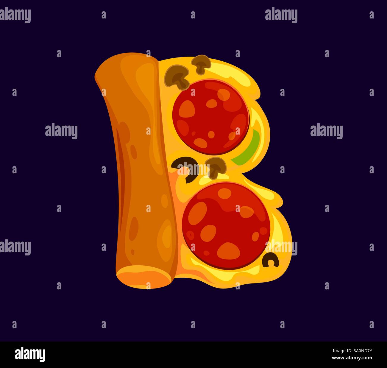Fast food pizza meal cartoon ABC font letter B. Fastfood cafe meal ...