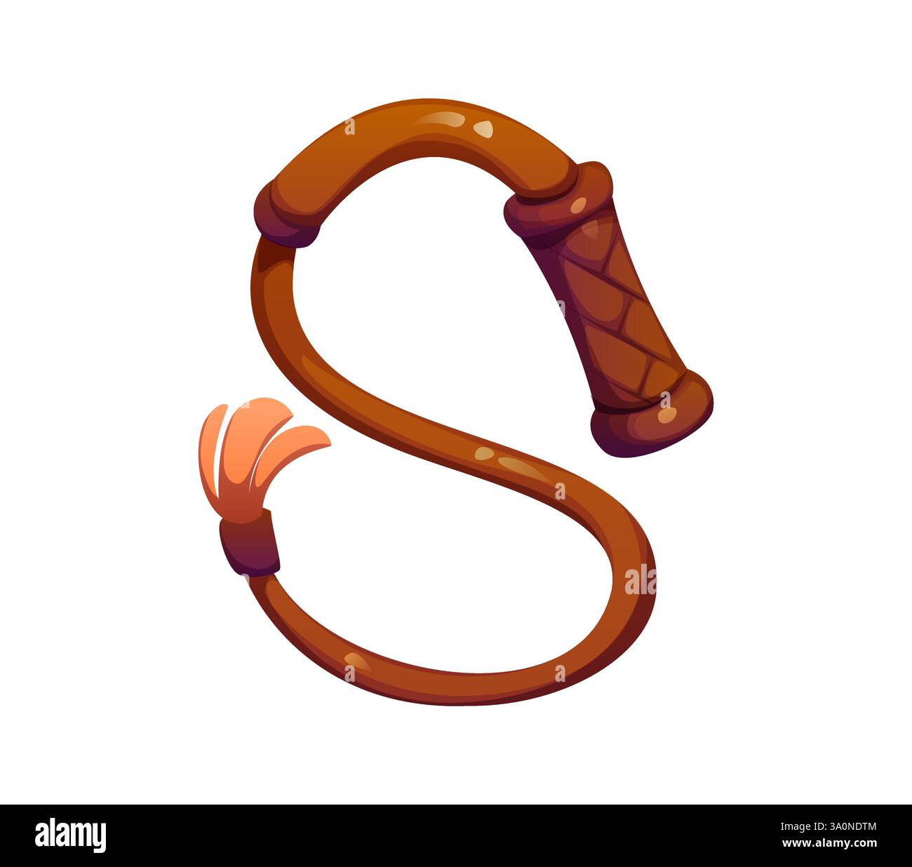 Western cowboy whip font letter S. Wild West history cartoon type ...