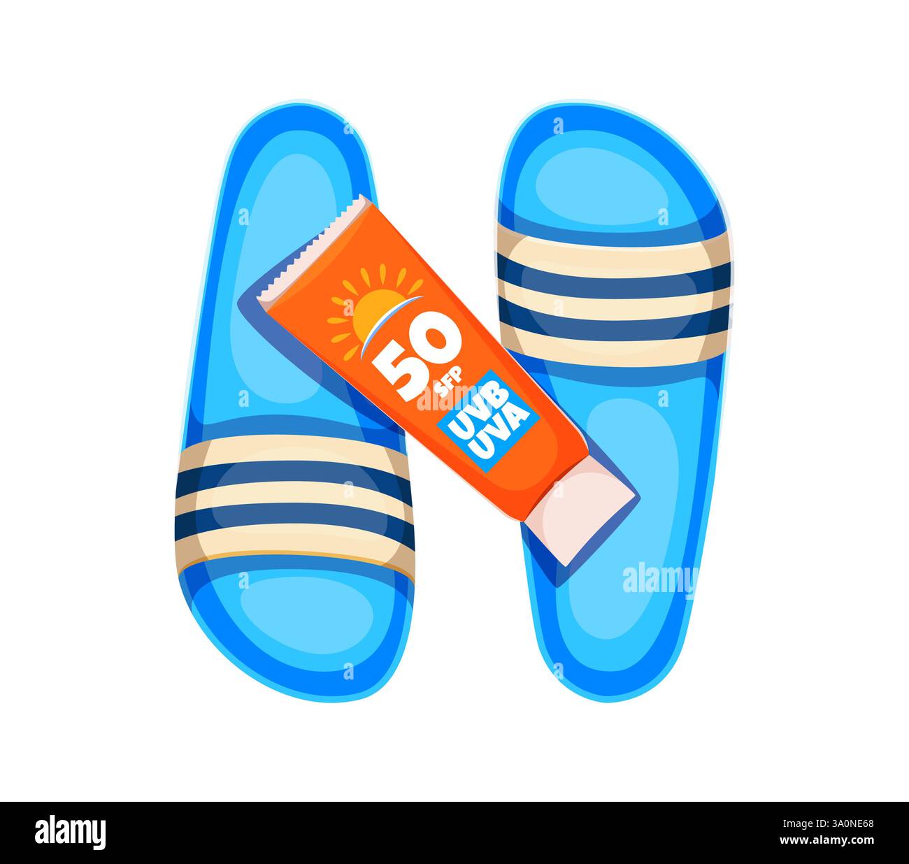 Sunscreen cream flip flops Stock Vector Images - Alamy