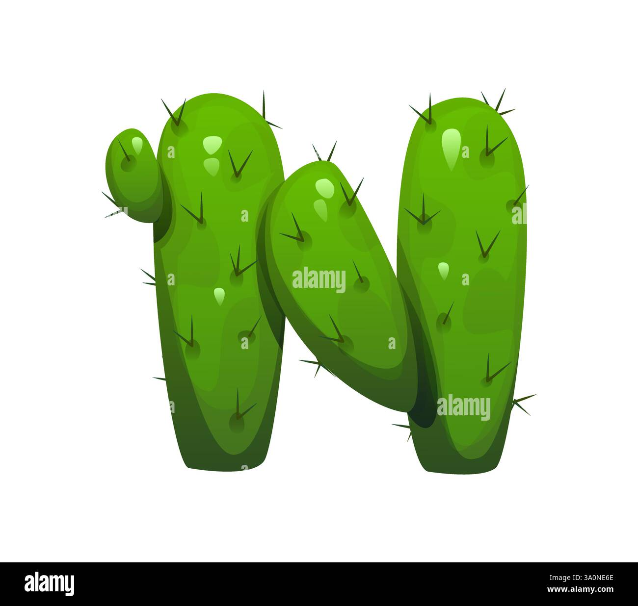 Wild West cactus, cowboy font typeface letter N. American desert plant ...