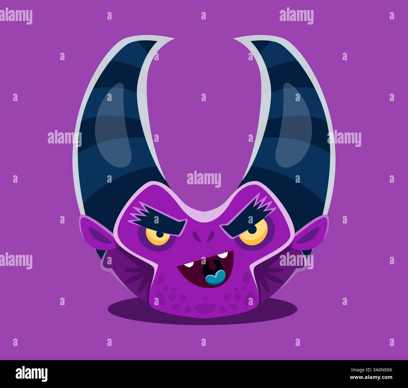 Halloween font letter U crazy monster character. Spooky horned demon ...