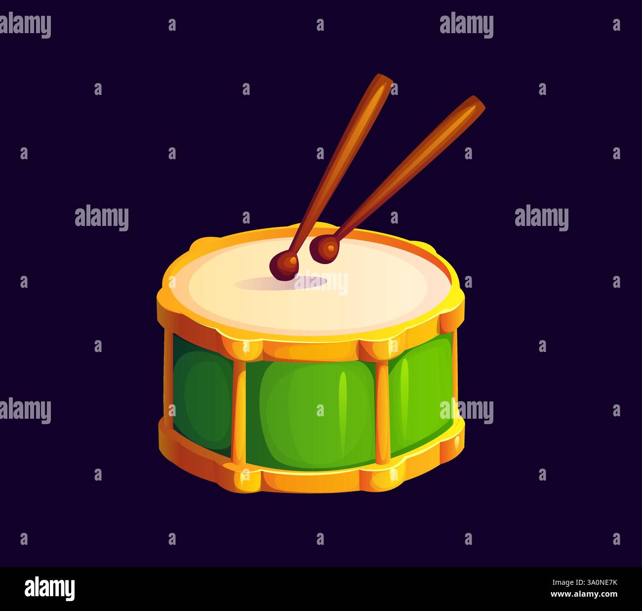 St Patrick day and Irish holiday green drum with drumsticks, cartoon ...