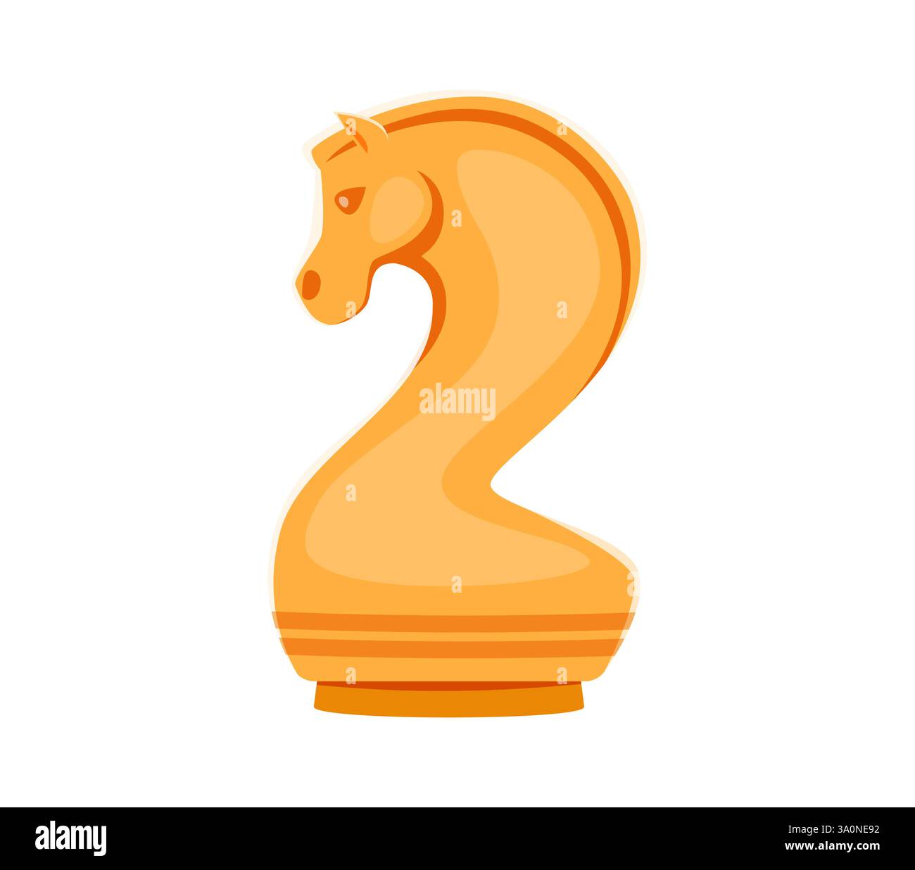 Cartoon number two as knight chess piece. Vector kids sport font, 2 ...