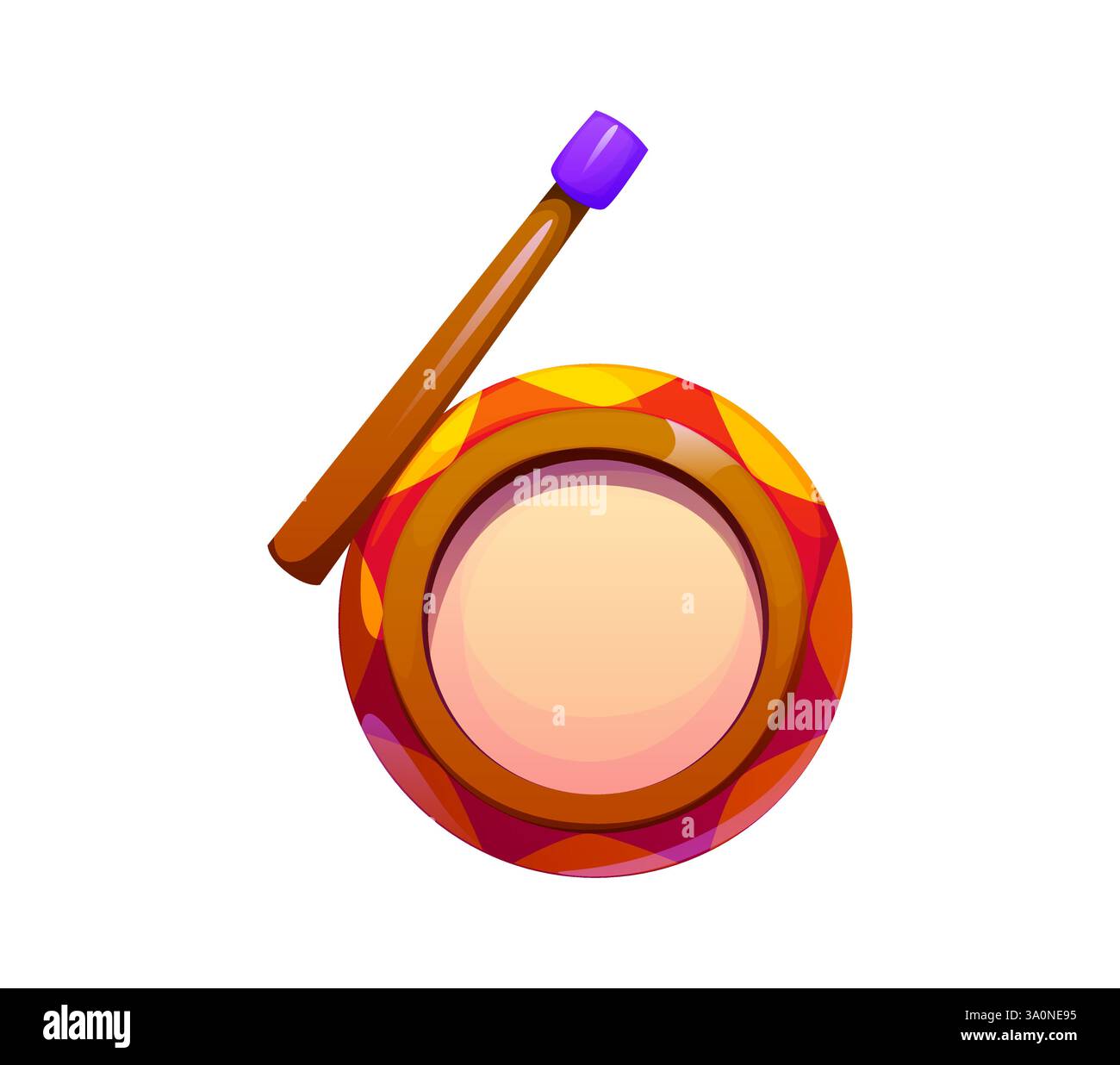 Cartoon circus font Number six as a drum with colorful patterns and ...