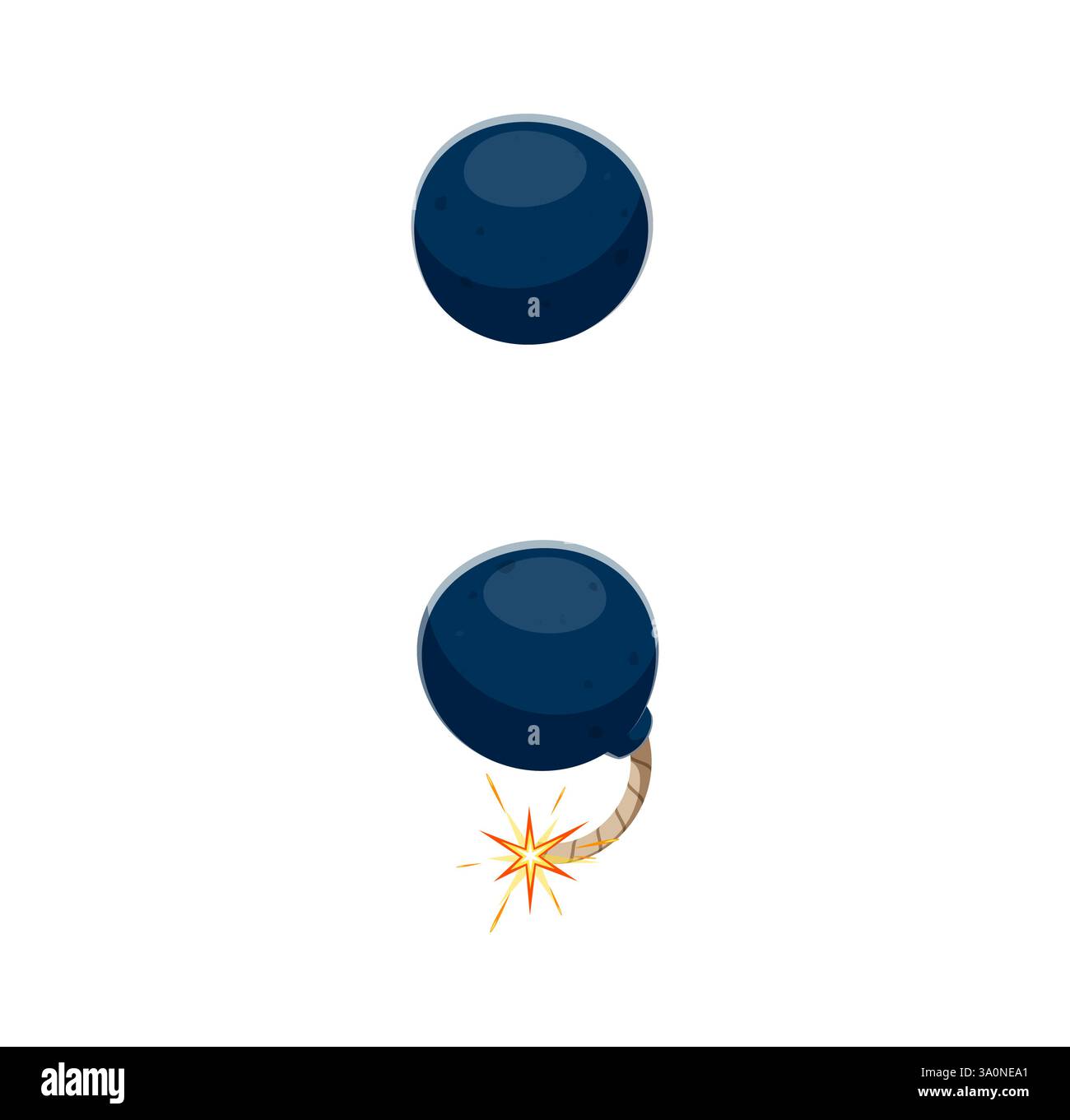 Semicolon symbol as two cartoon round bombs with lit fuses, Showcasing ...