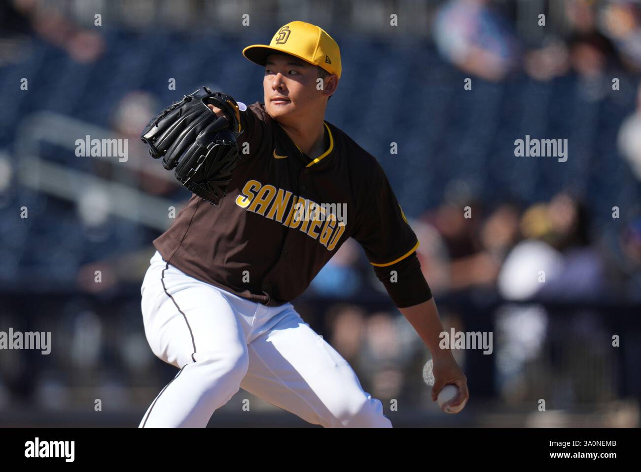 San Diego Padres pitcher Yuki Matsui, of Japan, throws against the San ...