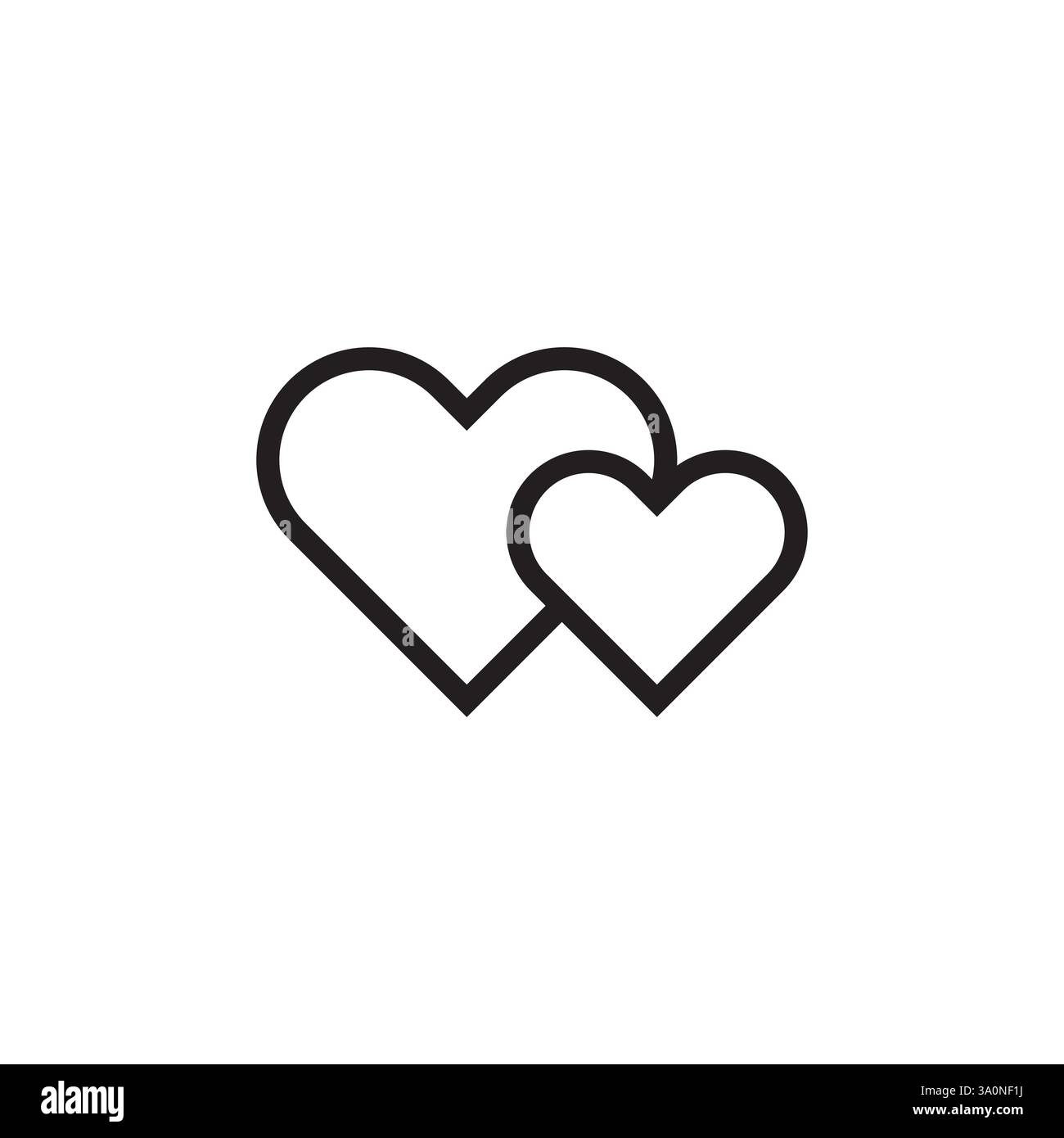 Double heart icon. Love connection symbol. Romantic relationship shape ...