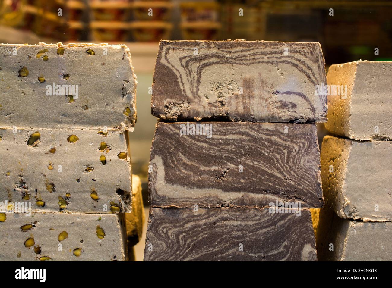 Traditional eastern Halvah a sweet confection made with tahini sesame ...