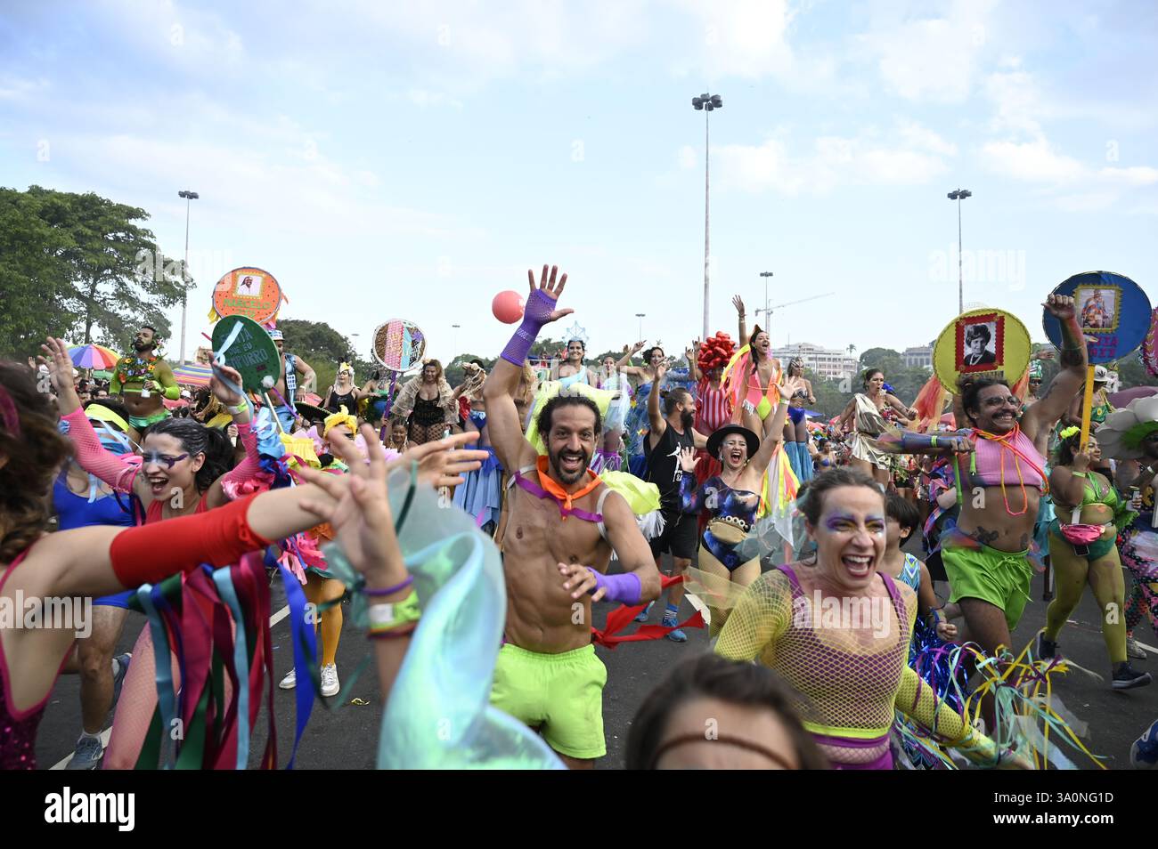 Rio de Janeiro-Brazil March 04, 2025, People dancing and playing Samba ...