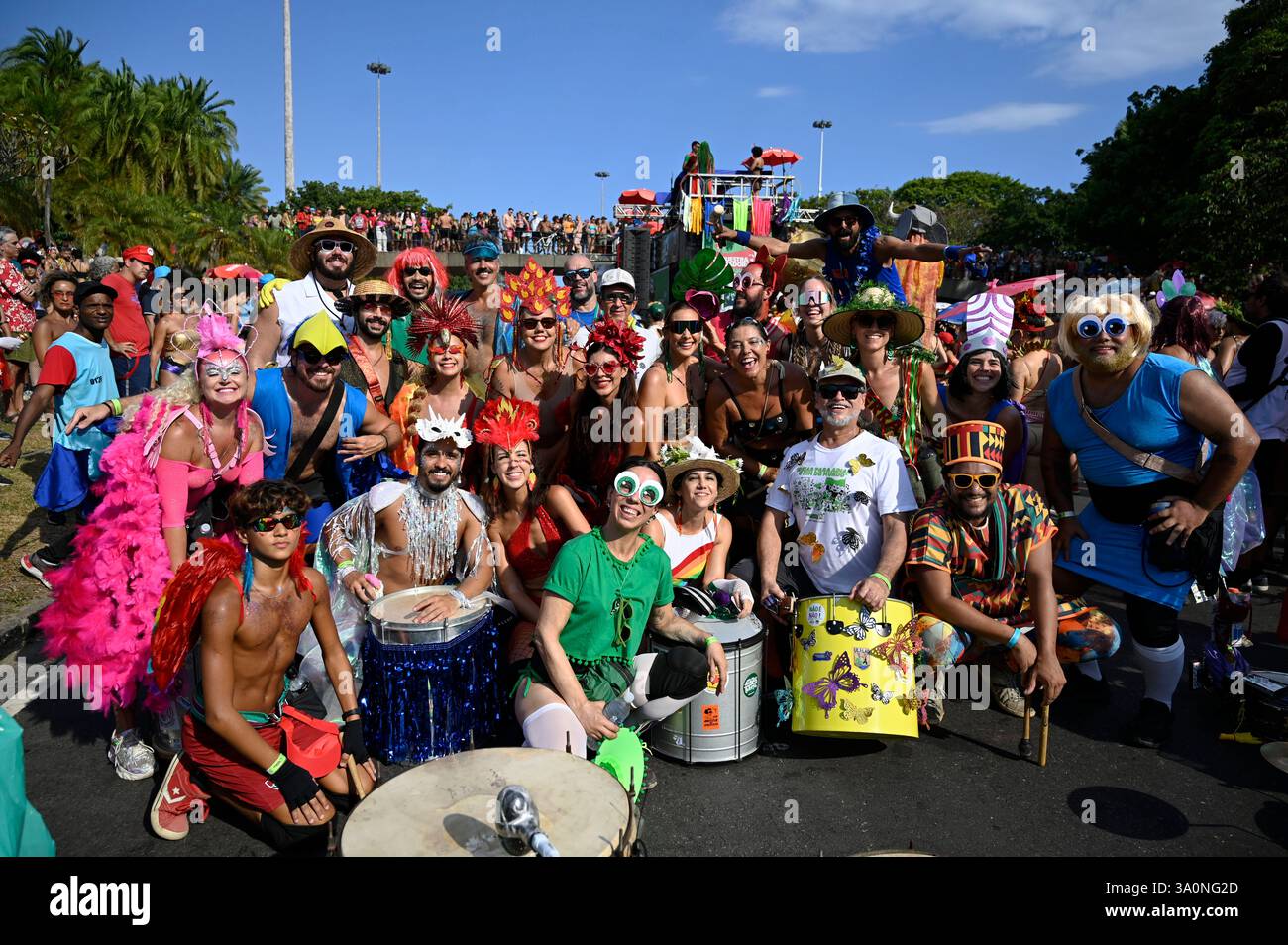 Rio de Janeiro-Brazil March 04, 2025, People dancing and playing Samba ...