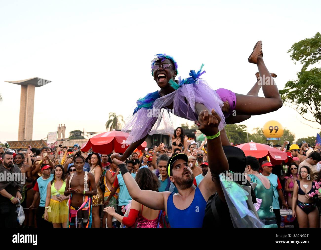 Rio de Janeiro-Brazil March 04, 2025, People dancing and playing Samba ...