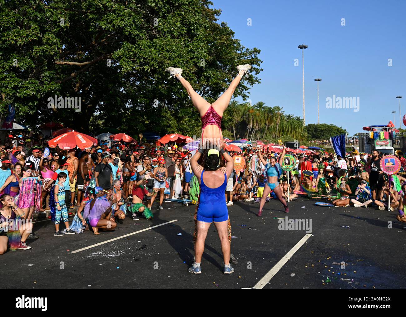 Rio de Janeiro-Brazil March 04, 2025, People dancing and playing Samba ...