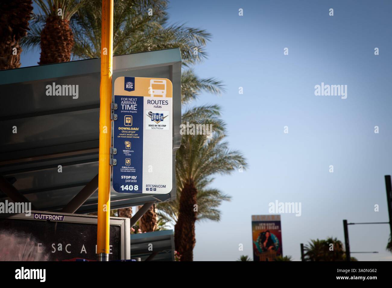 LAS VEGAS, AUGUST 21, 2024: bus stop on the Las Vegas Strip, featuring ...
