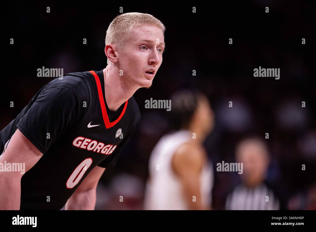 March 4, 2025: Georgia Bulldogs guard Blue Cain (0) looks on during a ...