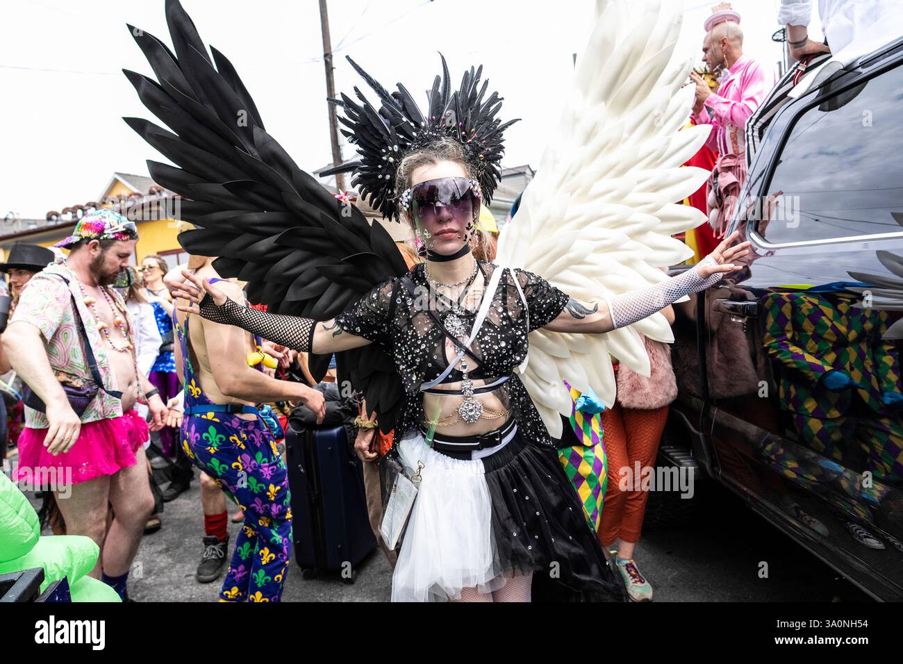 Angel Crow poses in the French Quarter during Mardi Gras on Tuesday ...
