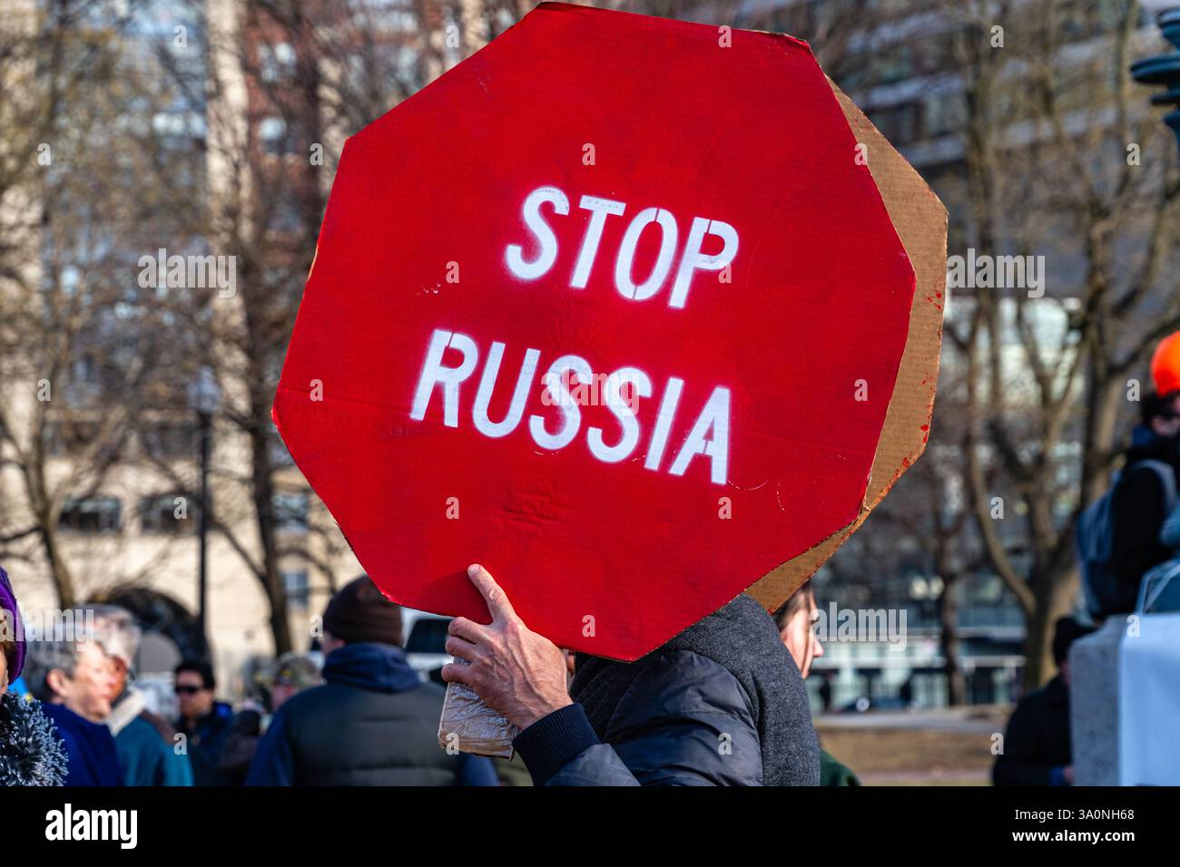 Boston, MA, US-March 4, 2025: Anti-Trump protest in Boston Common ...